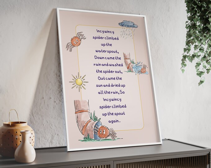 Nursery Rhymes| Kindergarten Poster|3 Sizes Included| Incy Wincy Spider ...