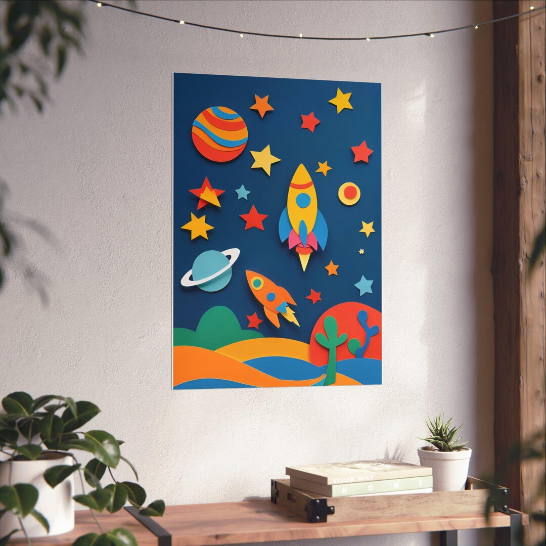 Printable Space Art, Kids Papercut Art, Space Theme Decor, Children's ...