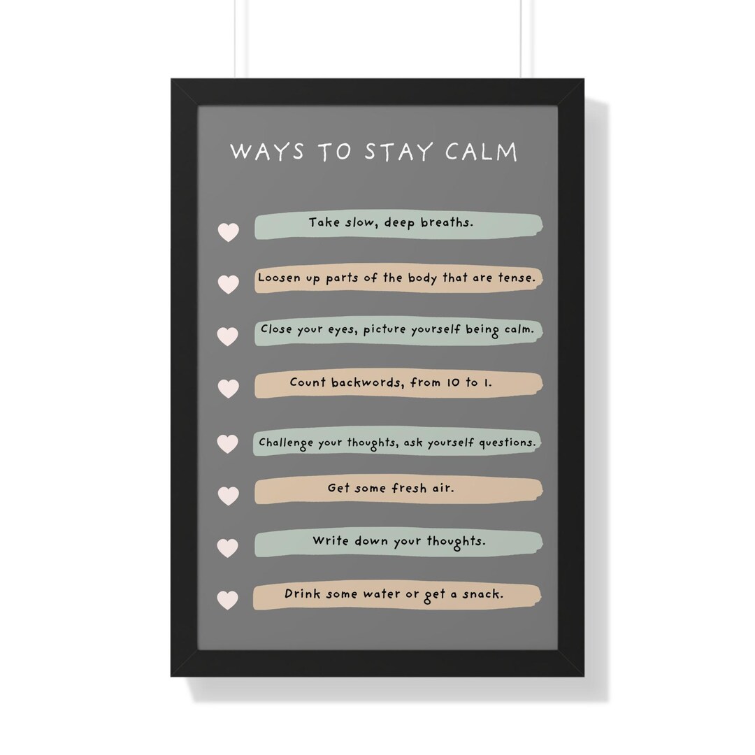 Calming Poster, Ways to Stay Calm Print, Therapist Office, 5 Sizes ...