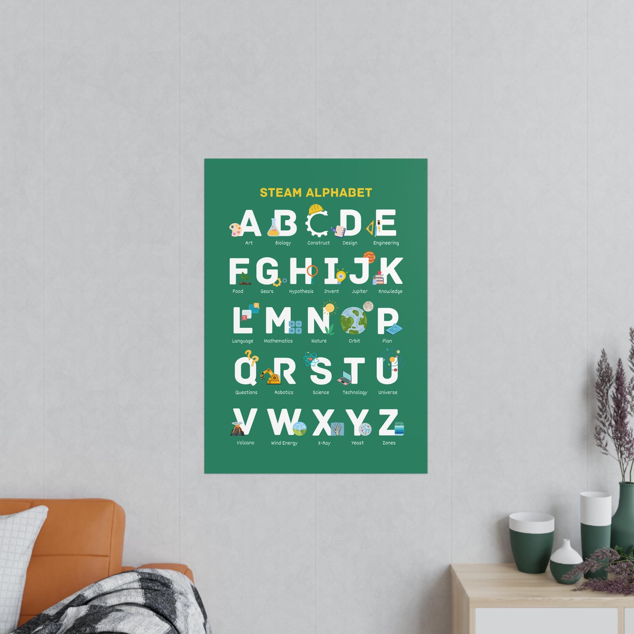STEAM Alphabet Chart, Alphabet Poster, Printable Classroom Poster, 5 ...