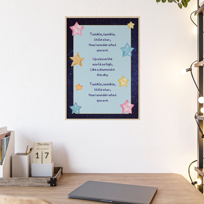 Nursery Rhyme Kids Bedroom Décor 3 Sizes Included, Twinkle Little Star ...