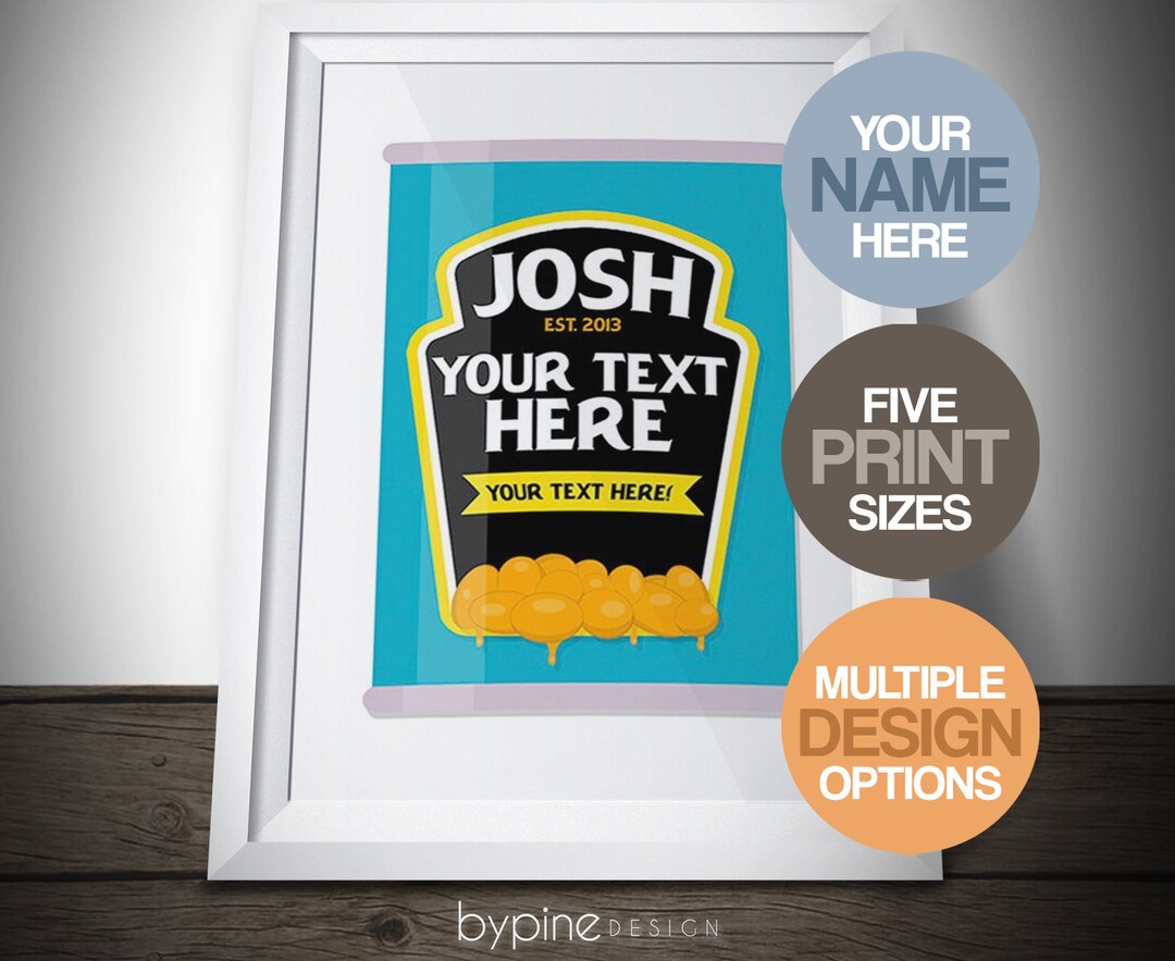 Personalised Baked Beans Name Print Heinz Can Kitchen Floor Art Instant ...