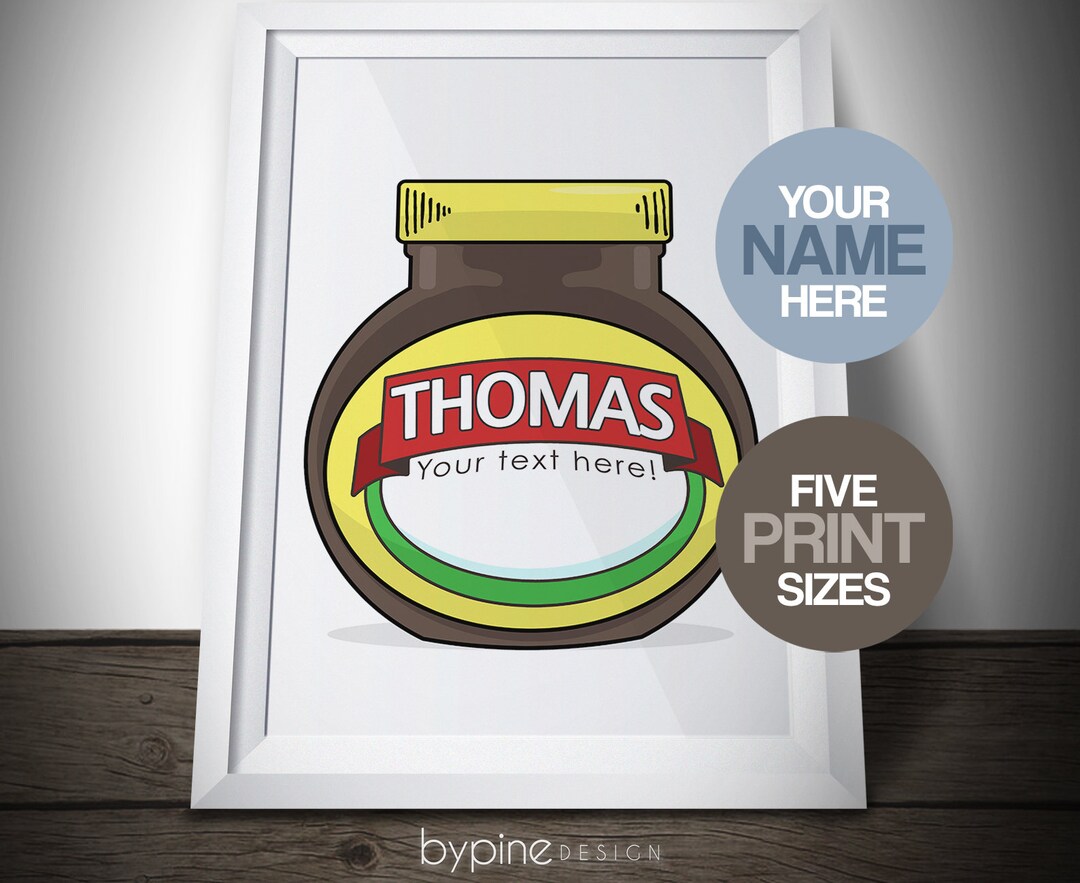 Personalised Marmite Name Print Home Decor Digital Download Food Lovers ...
