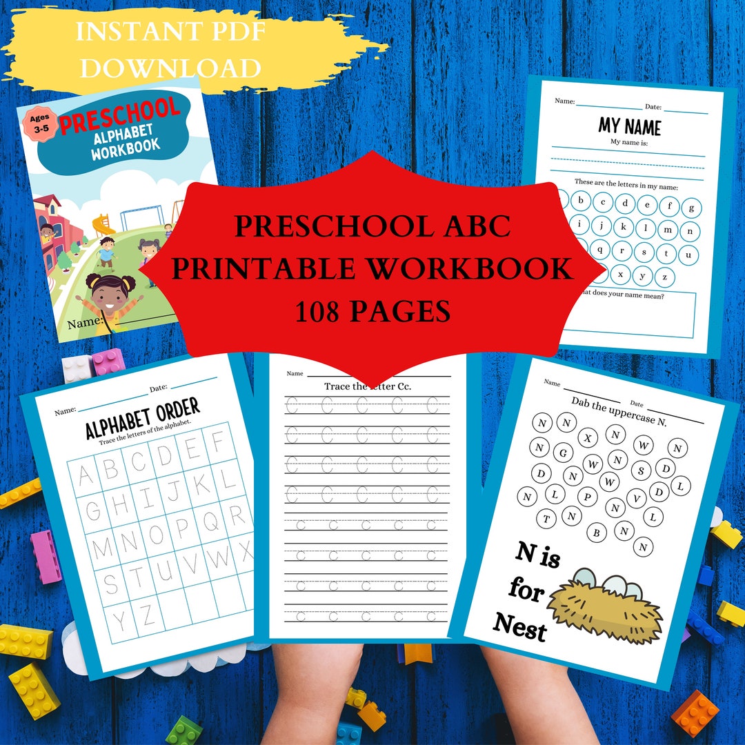 Printable Preschool ABC Workbook 108 Pages Instant Download - Etsy