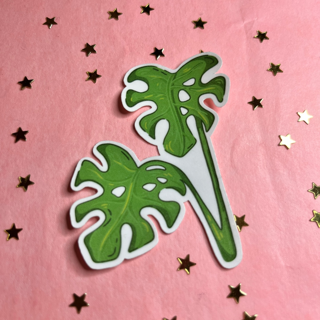 Monstera Sticker, Plant-lover, Cute Tropical Plant Sticker, Laptop and ...