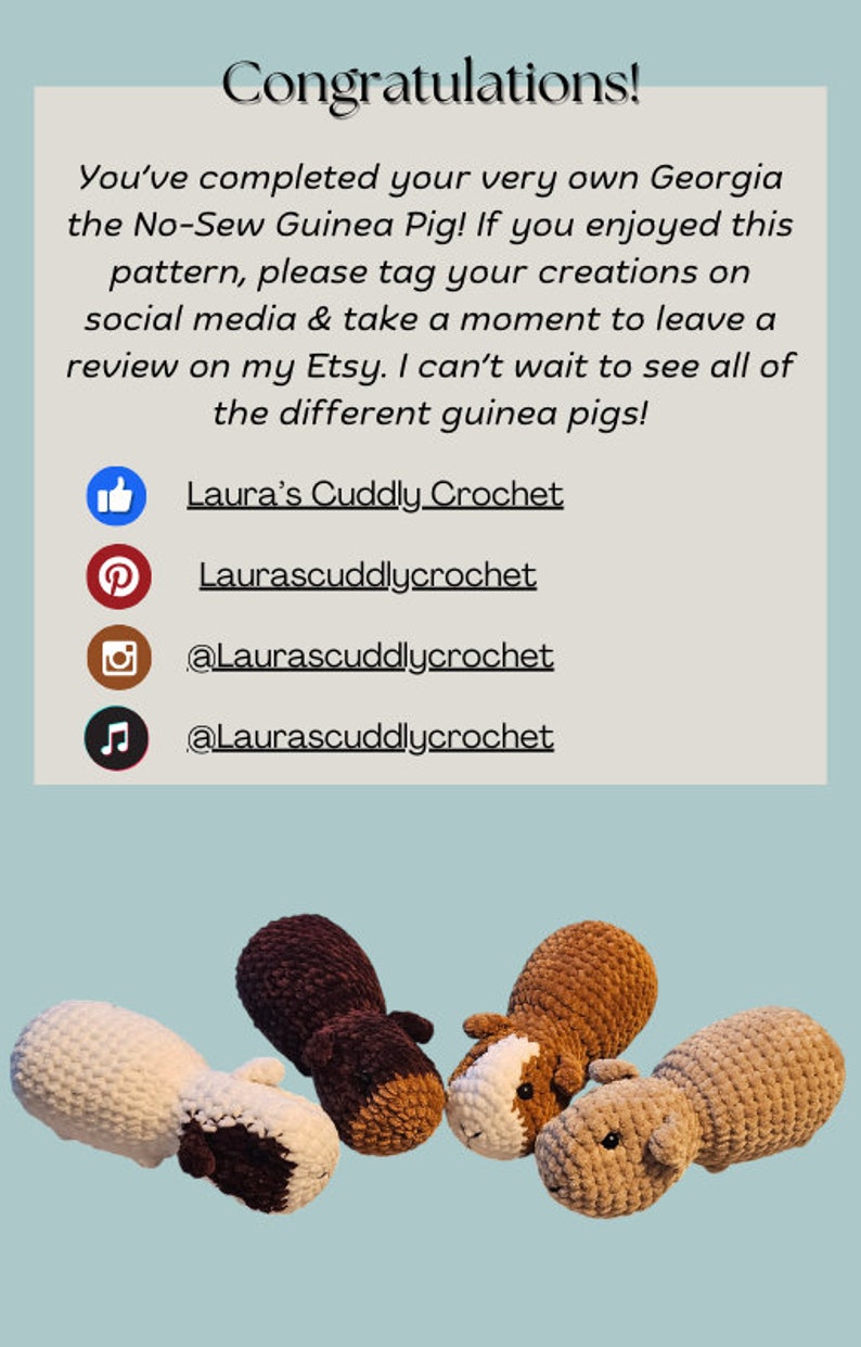 No Sew Crochet Pattern Bundle 4-in-1 Guinea Pig Crochet Pattern PDF ...