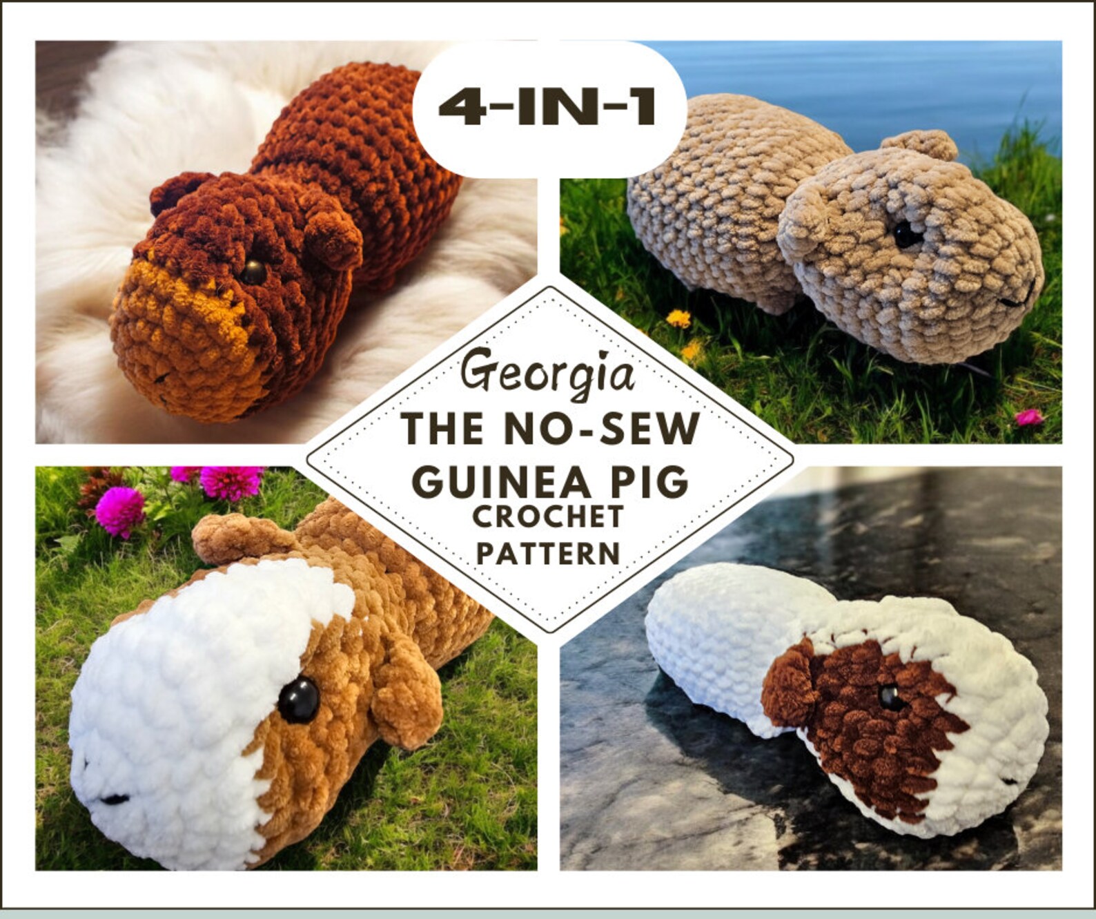 No Sew Crochet Pattern Bundle 4-in-1 Guinea Pig Crochet Pattern PDF ...