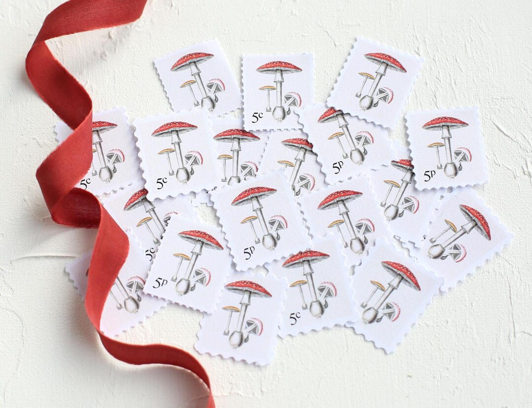 Toadstool Stamps, Printable Stamps for Christmas Cards, Christmas ...