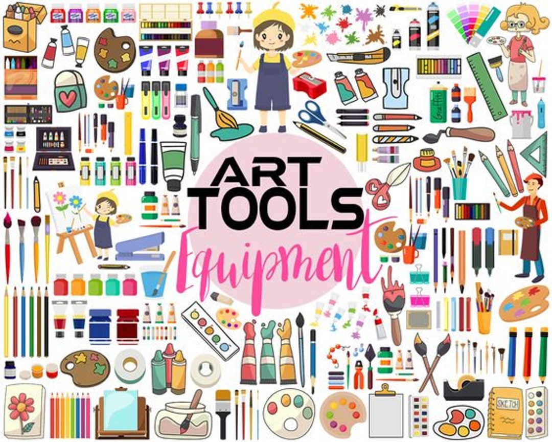 216 Art Tools Equipment, Art Clipart, Painting Clipart, Crayons ...
