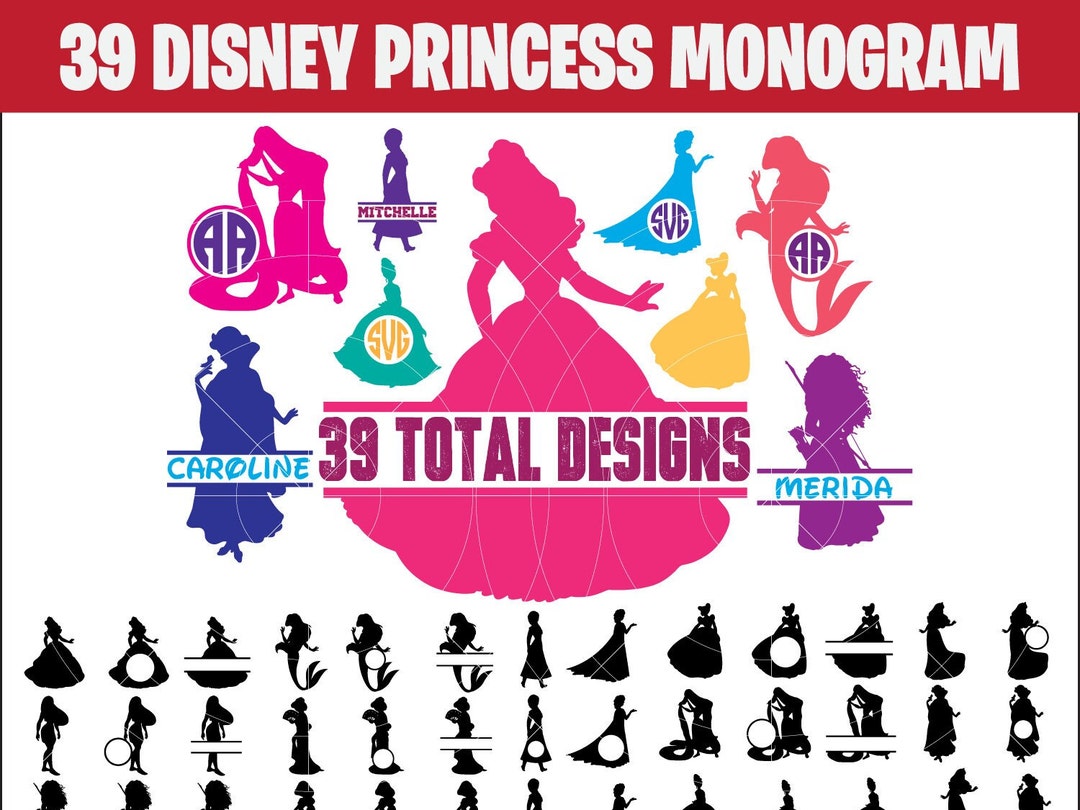 Princess Split Monogram Svg, Princess SVG, Princess Silhouette ...
