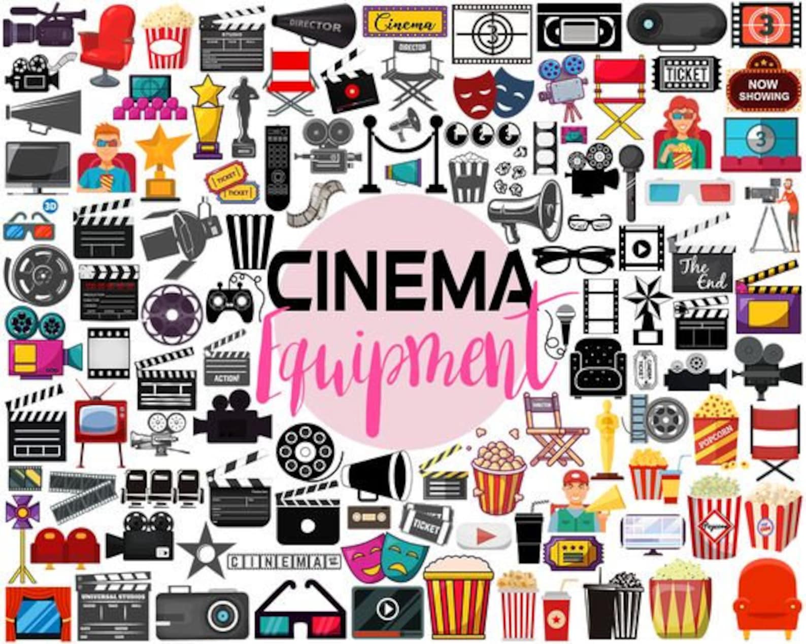 Movie Clipart, Cinema Svg, Movie Night Clipart, Movie Theater Clipart ...