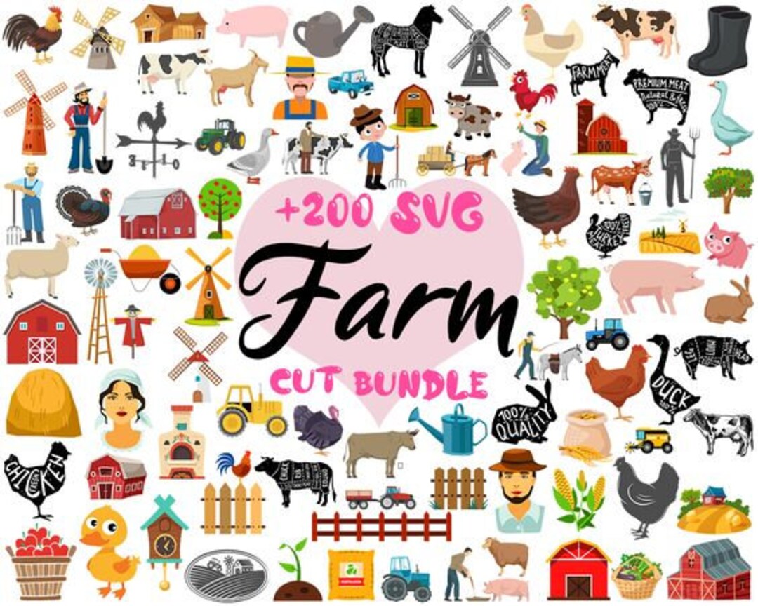 200 +farm Svg, Farm Silhouette, Farm Clipart, Barn Svg, Farm Life Svg ...