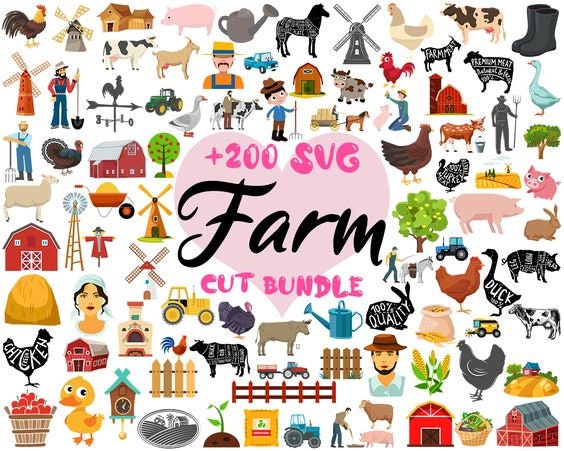200 farm Svg Farm Silhouette Farm Clipart Barn Svg Farm - Etsy