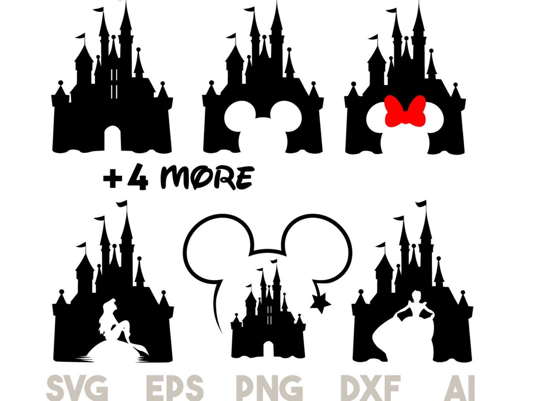 Castle Svg Bundle, Princess Svg, Castle Clipart, Heart Head Mickey ...