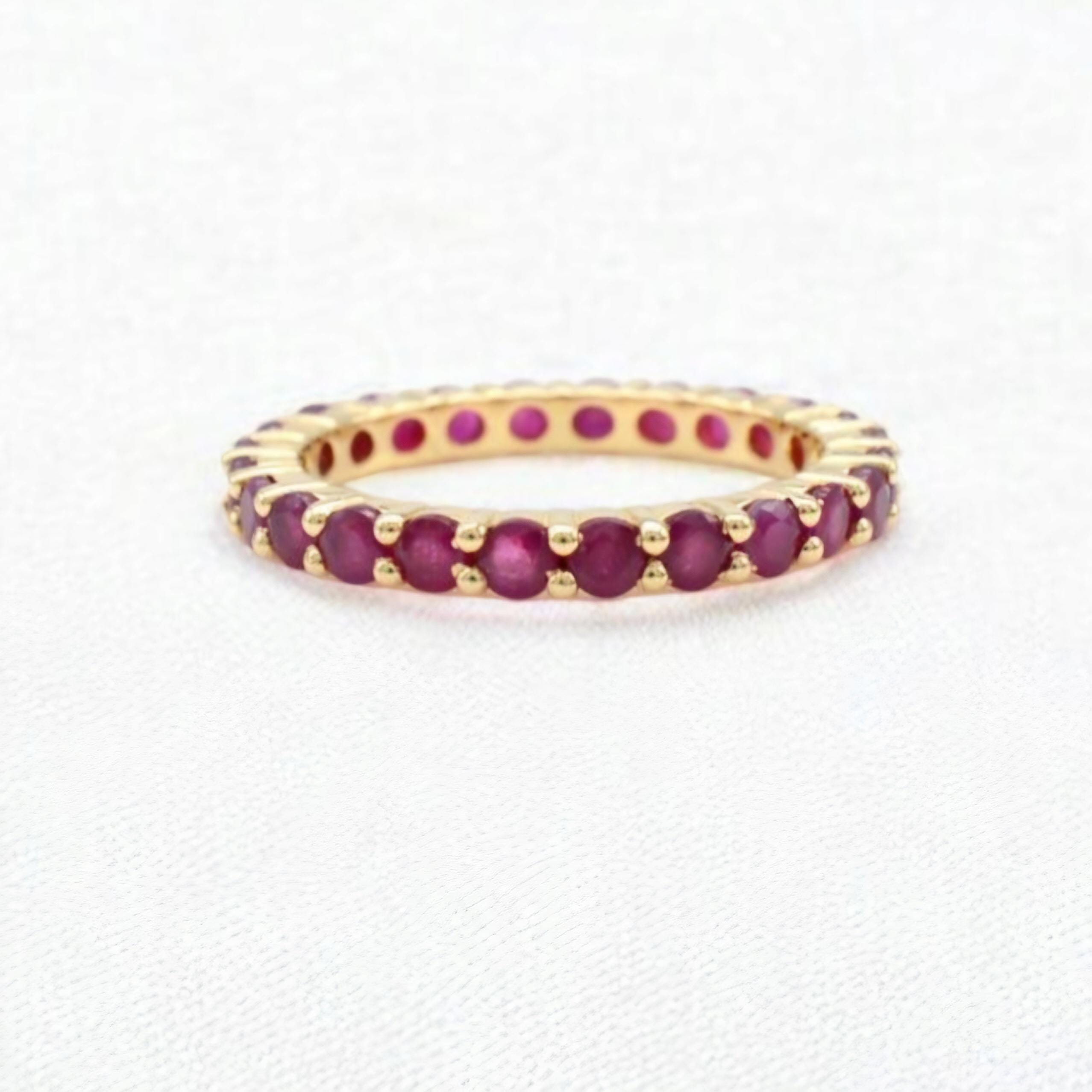 14k Ruby Ring, Solid Gold Ruby Wedding Band for Women, Minimalist ...