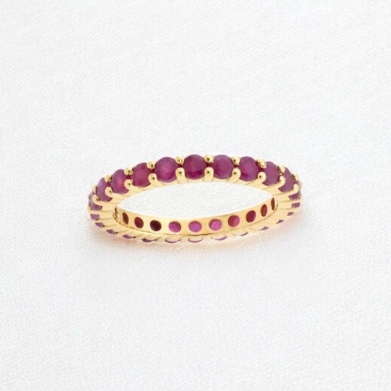 14k Ruby Ring, Solid Gold Ruby Wedding Band for Women, Minimalist ...