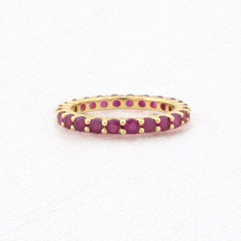 14k Ruby Ring, Solid Gold Ruby Wedding Band for Women, Minimalist ...