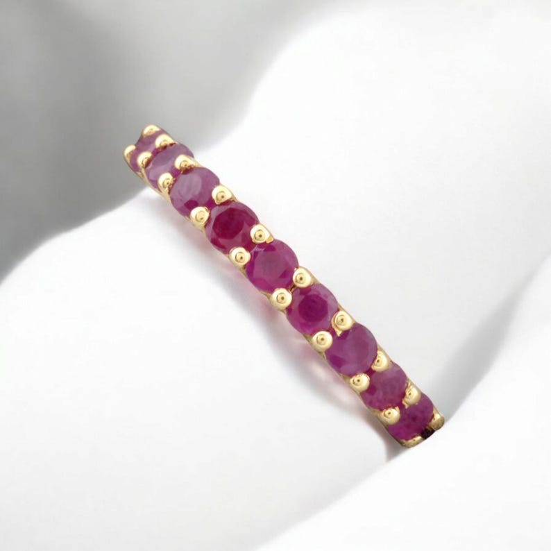 14k Ruby Ring, Solid Gold Ruby Wedding Band for Women, Minimalist ...