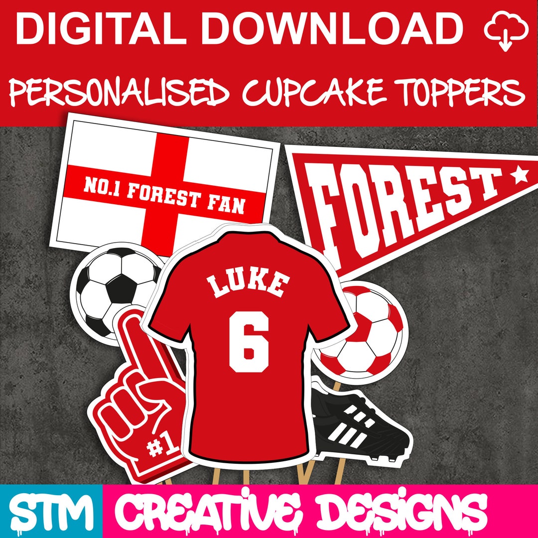 Nottingham Forest Football Personalised Cup Cake Topper PDF - Etsy UK