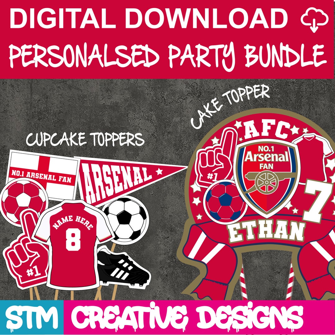 Arsenal Football Personalised Cake/cupcake Topper Bundle PDF - Etsy UK
