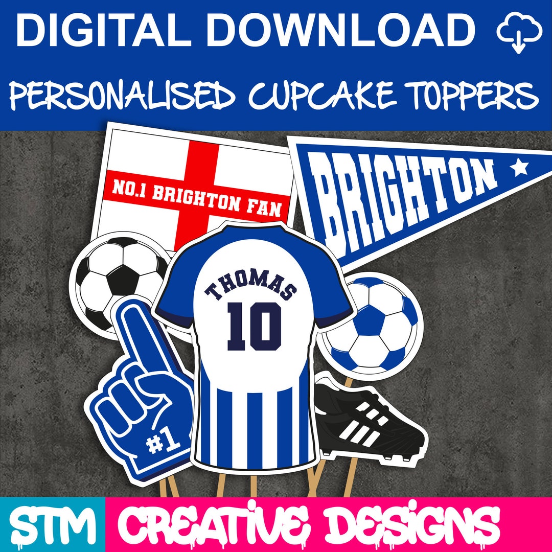 Brighton Football Personalised Cupcake Football Topper PDF - Etsy