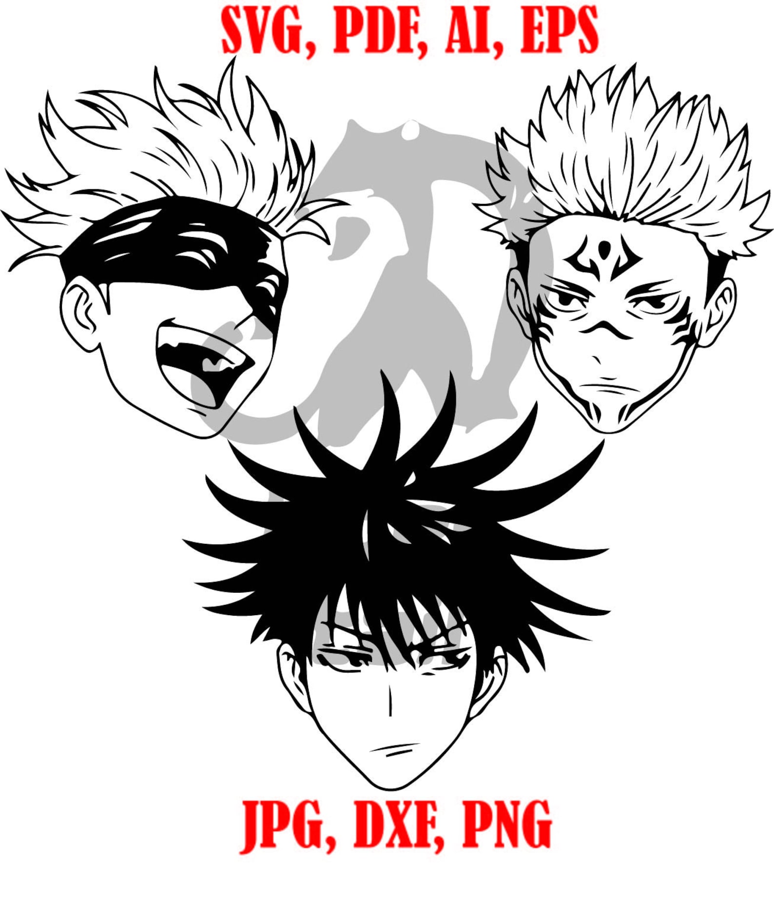 JJK, Jujutsu Kaisen, Sukuna, Gojo, Megumi 7 Different Files for Each ...