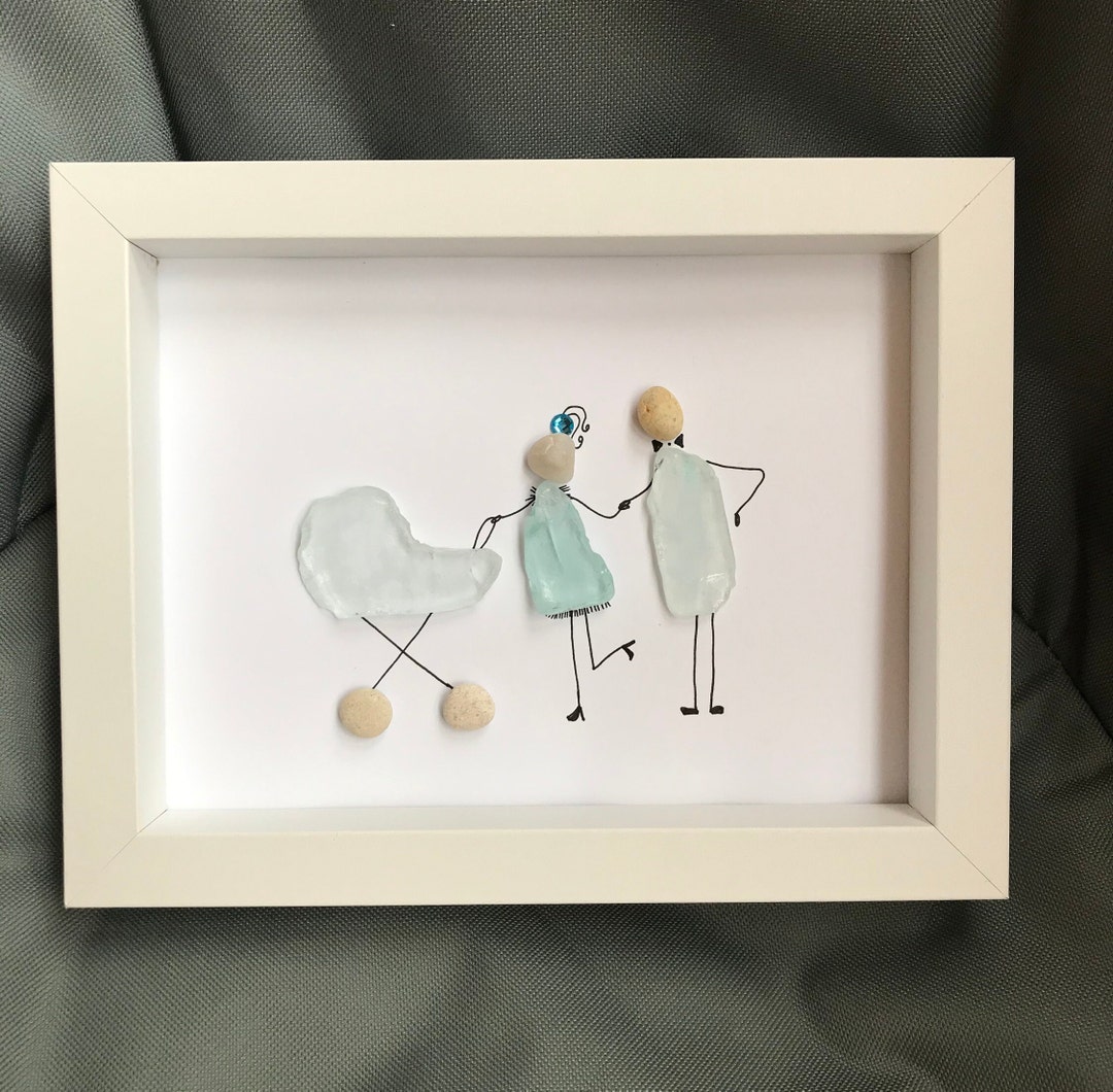 Personalized Newborn Baby Gift Frame Family Gift Baby Shower Sea Glass ...