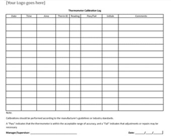 Food Safety Program Thermometer Calibration Log - Etsy