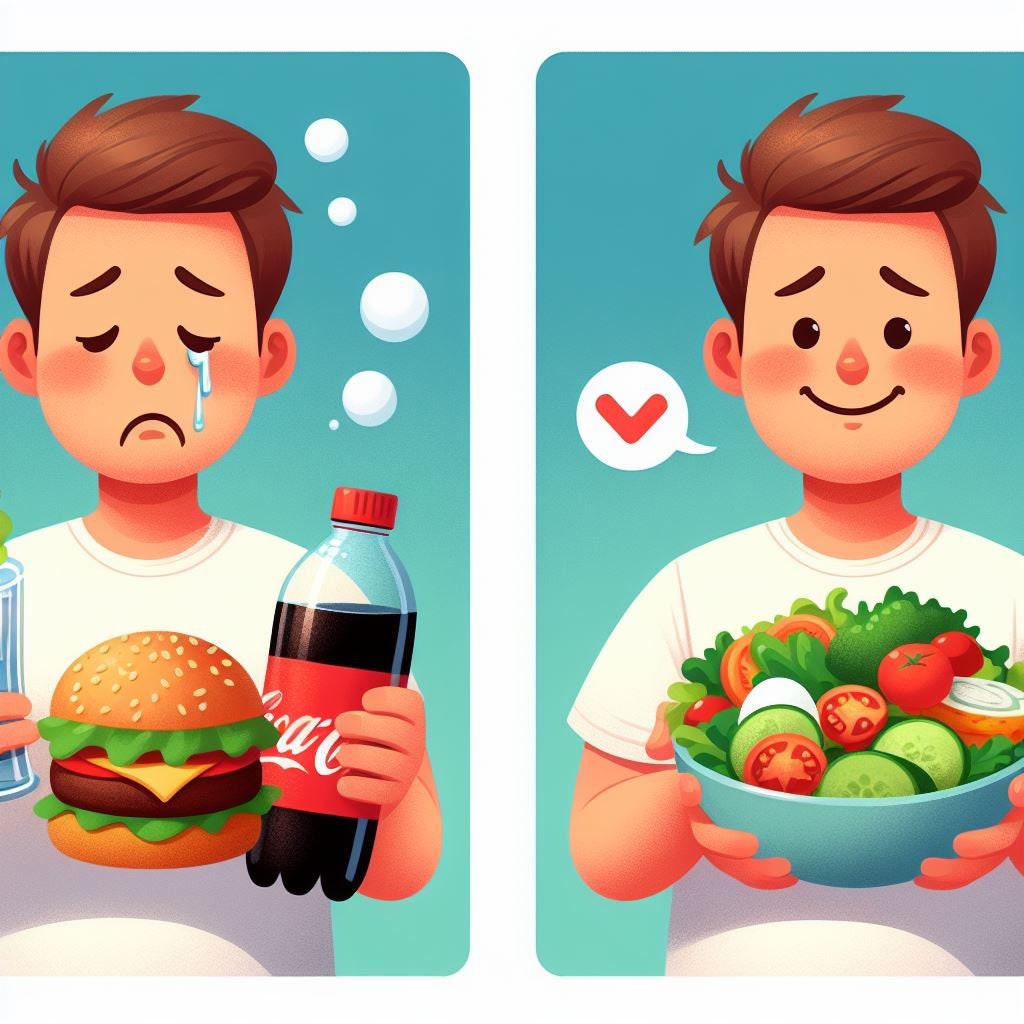 Healthy Vs Unhealthy Food; Junk Food, Vegetables, Sugary Drinks - Etsy