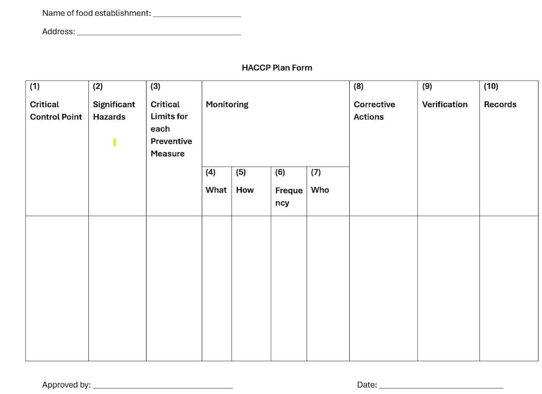 HACCP Plan Template - Etsy