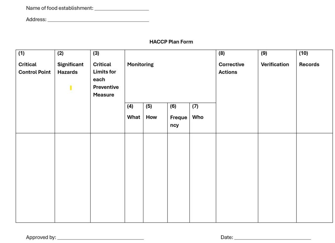 HACCP Plan Template - Etsy