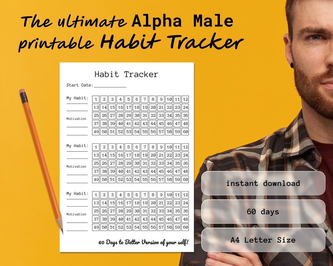 Alpha Male Printable Habit Tracker A4 Letter Size Atomic - Etsy Australia