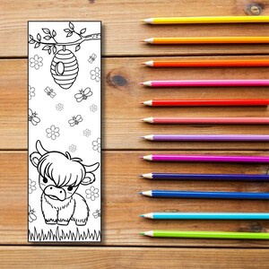 Printable Bookmarks | Mini Highland Cows | Color in Bookmarks | Gift ...
