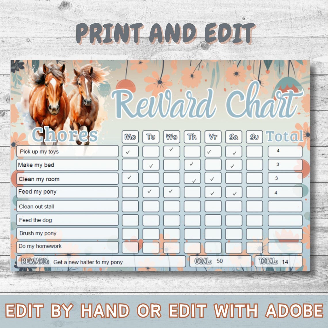 Edible Horse Reward Chart | Edible Pony Reward Chart | Horse Chore ...