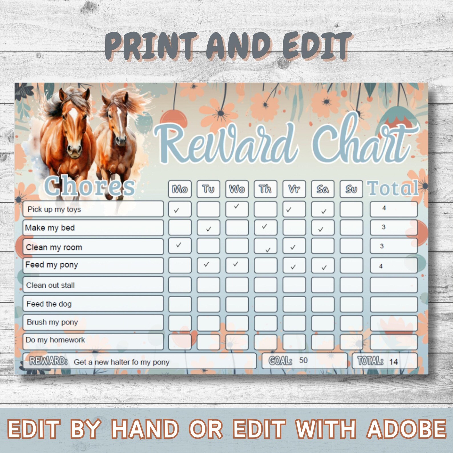 Edible Horse Reward Chart | Edible Pony Reward Chart | Horse Chore ...