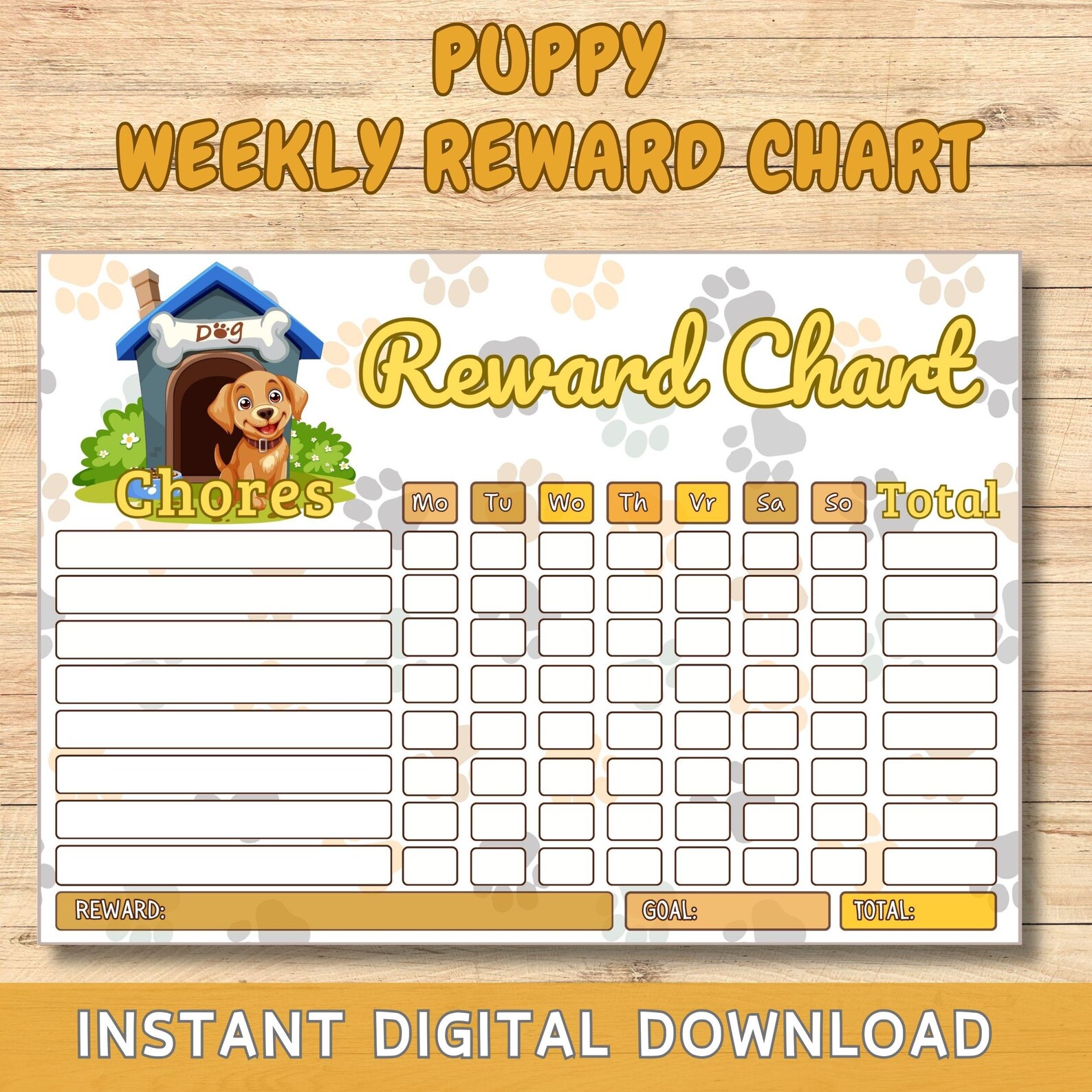 Edible Puppy Dog Reward Chart | Edible Puppy Dog Chore Chart | Instant ...