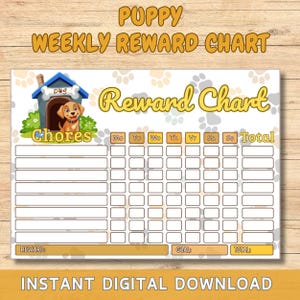Edible Puppy Dog Reward Chart | Edible Puppy Dog Chore Chart | Instant ...