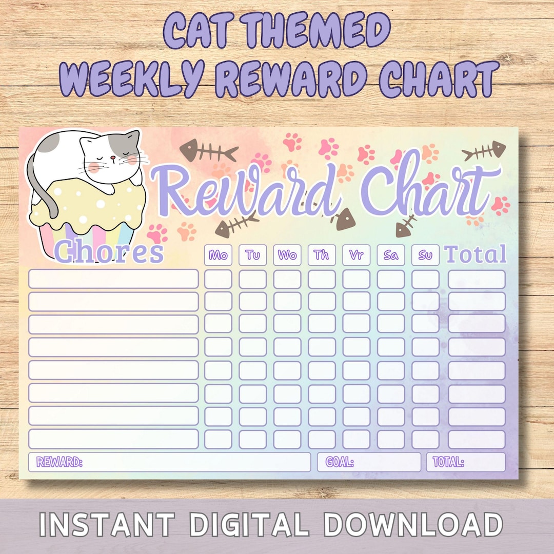 Cute Edible Cat Themed Reward Chart | Edible Cute Cat Themed Chore ...