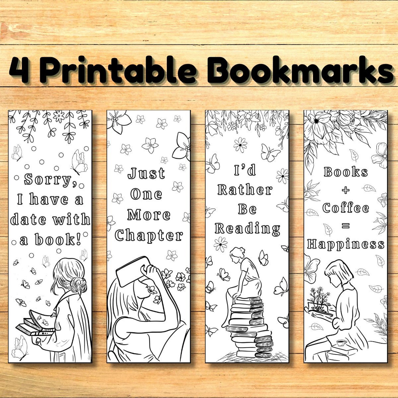 Color in Bookmarks | Printable Bookmarks | Book Club | Booklover Gift ...