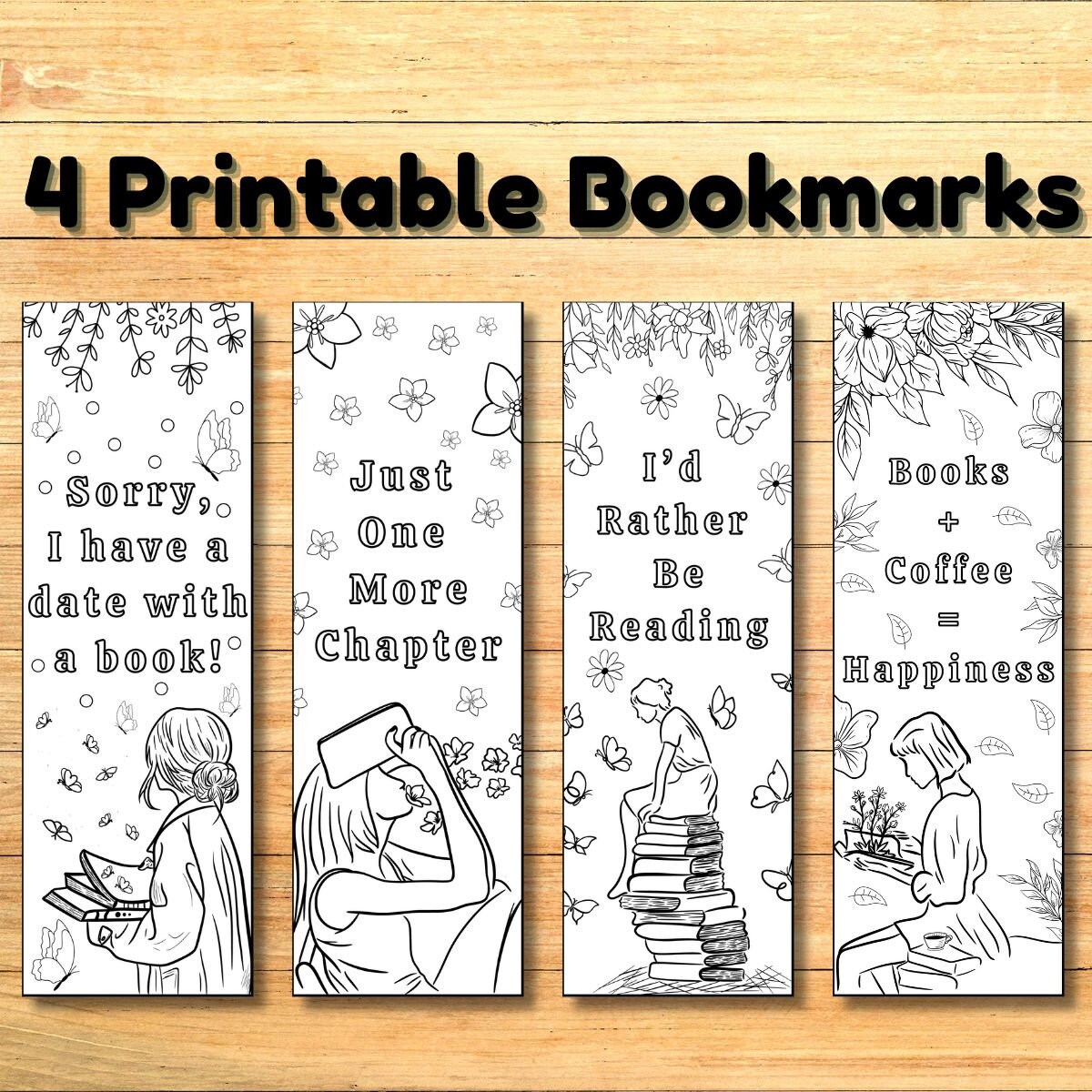 Color in Bookmarks | Printable Bookmarks | Book Club | Booklover Gift ...