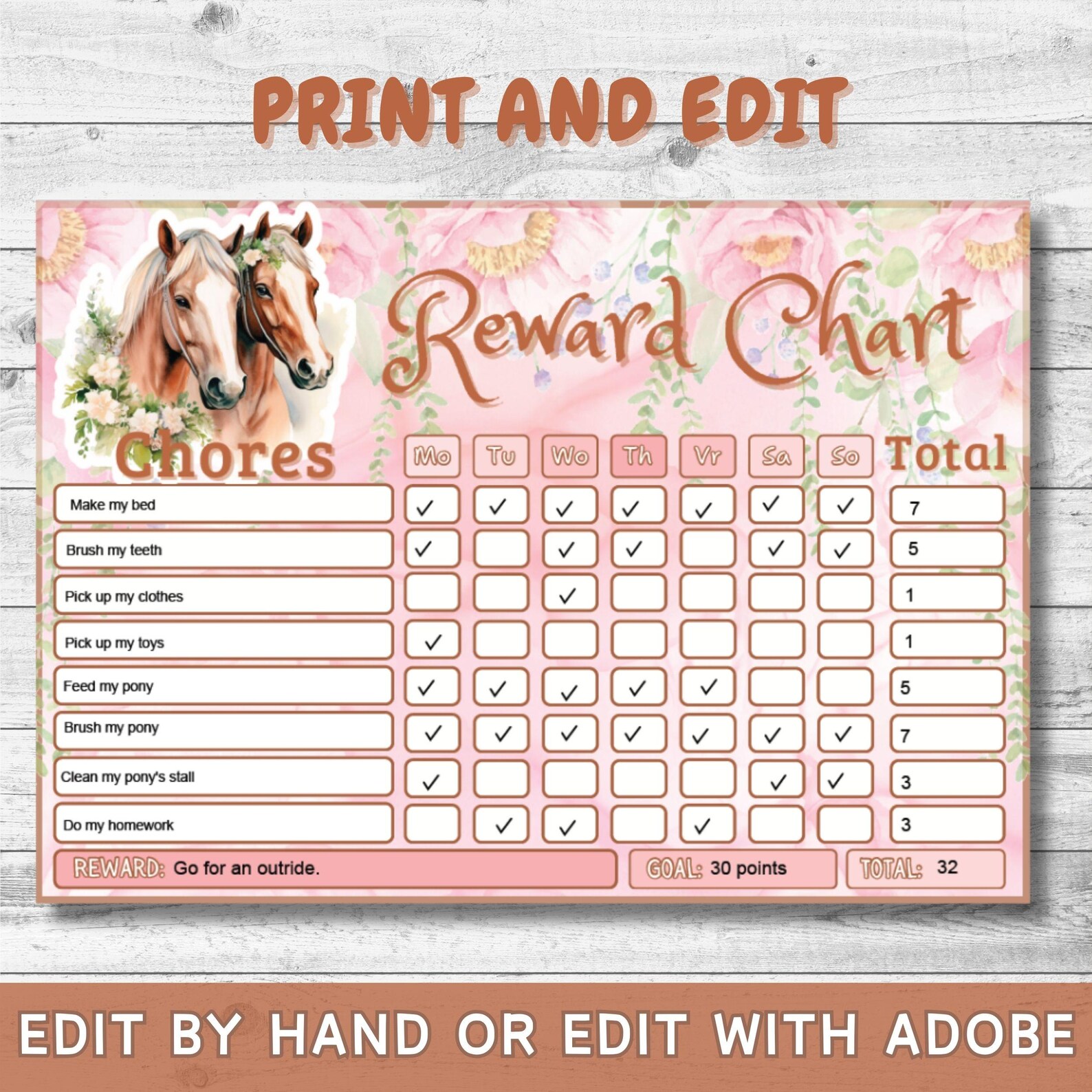 Edible Horse Reward Chart | Edible Pony Reward Chart | Horse Chore ...