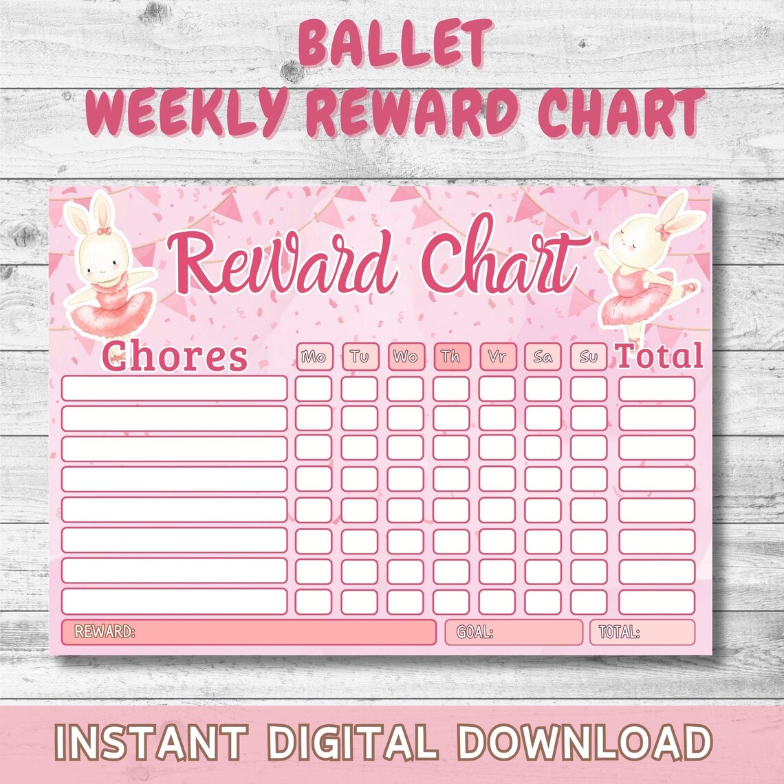 Edible Ballet Themed Reward Chart | Edible Ballet Themed Chore Chart ...