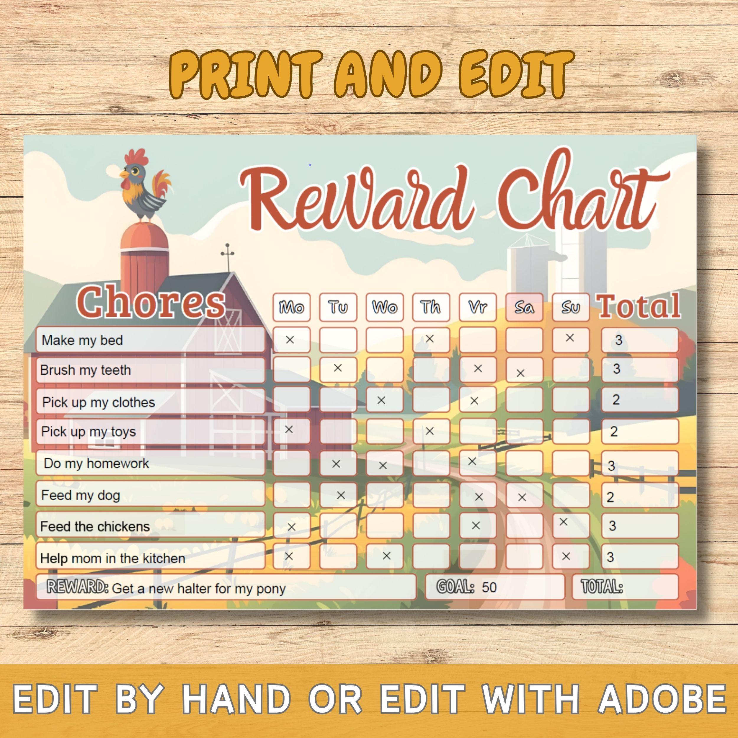 Edible Farm Themed Reward Chart | Edible Farm Themed Chore Chart ...