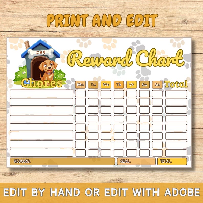 Edible Puppy Dog Reward Chart | Edible Puppy Dog Chore Chart | Instant ...