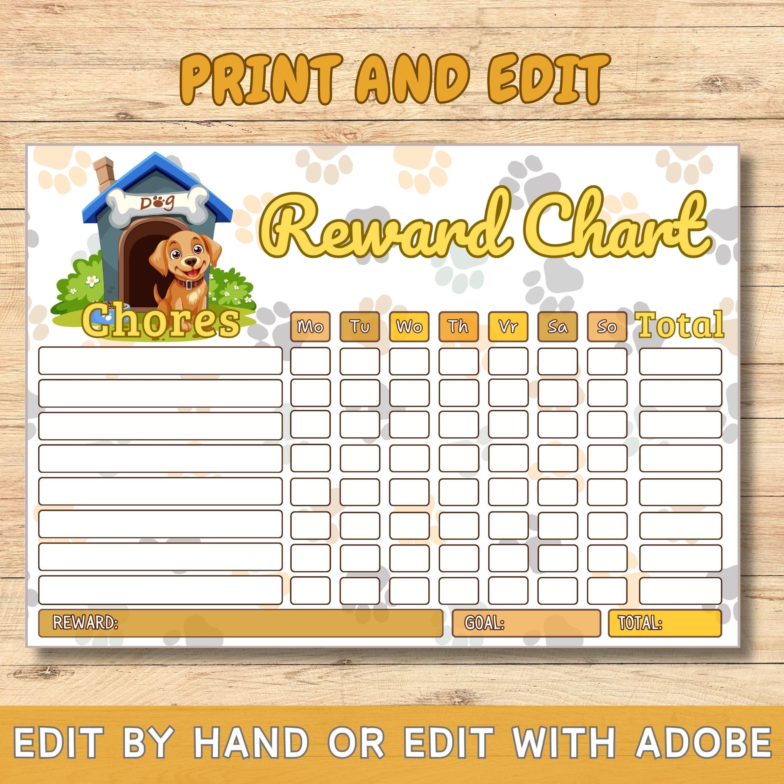 Edible Puppy Dog Reward Chart | Edible Puppy Dog Chore Chart | Instant ...