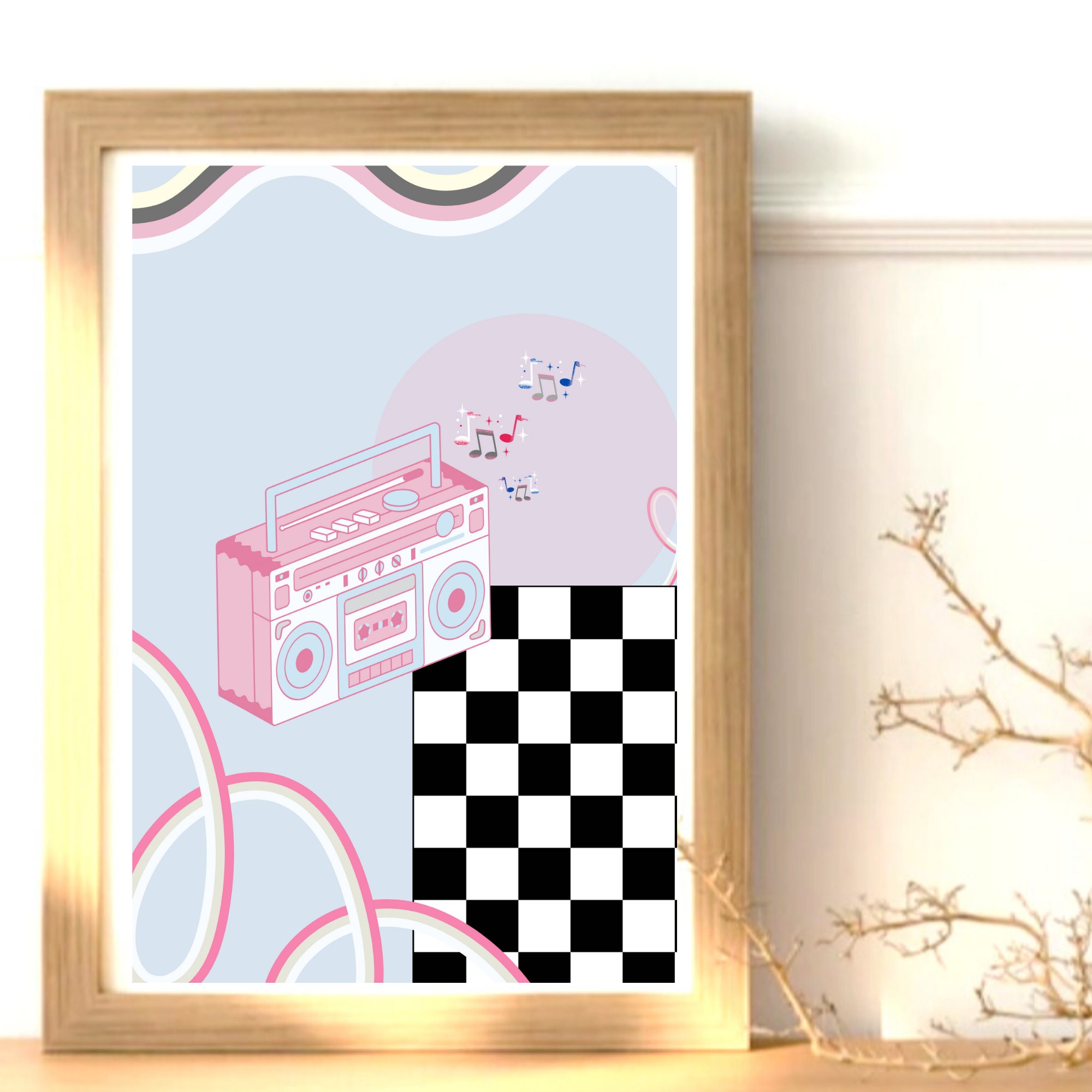 Retro Wall Art,cute Music Poster,aesthetic Radio Record Player ...