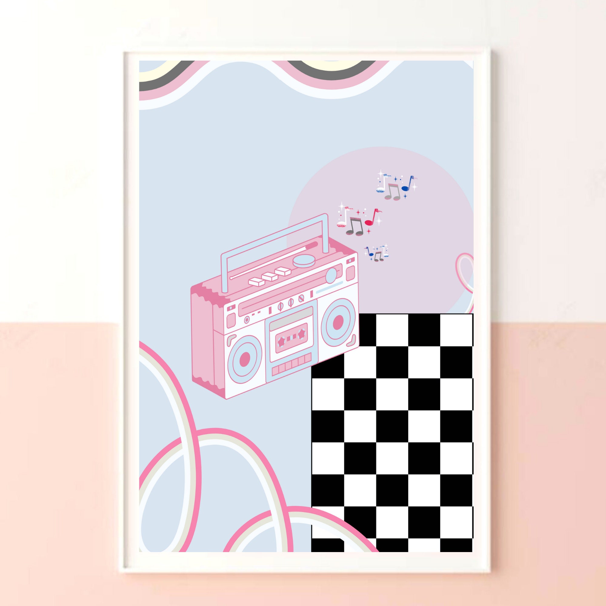 Retro Wall Art,cute Music Poster,aesthetic Radio Record Player ...