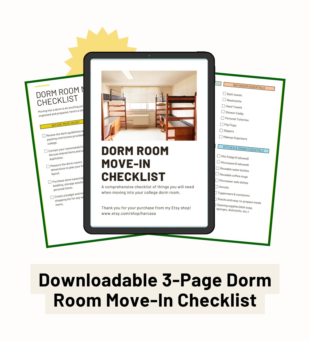 College Packing Checklist for Back-to-school Dorm Room Move-in - Etsy