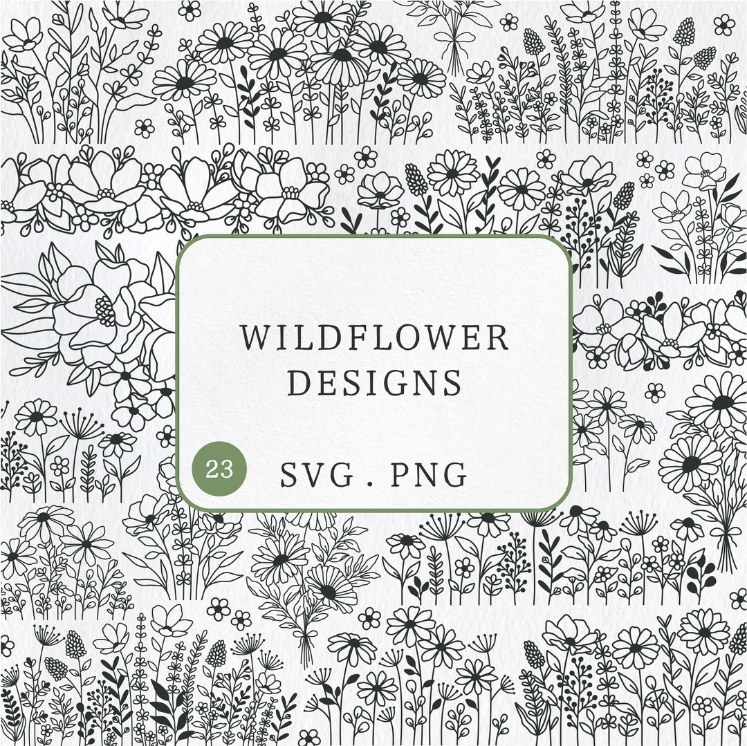 Wildflower Svg Bundle, Flower Border Svg, Meadow Flowers Png, Daisy ...