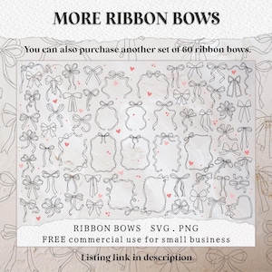 Ribbon Bows Outline Svg, Coquette Bows Svg, Retro Wavy Bows Svg, Hand ...
